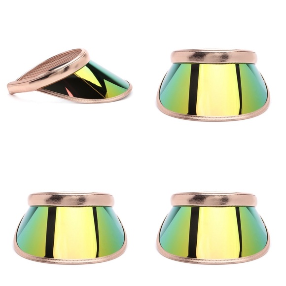 Accessories | Rose Gold Holographic Visor | Poshmark